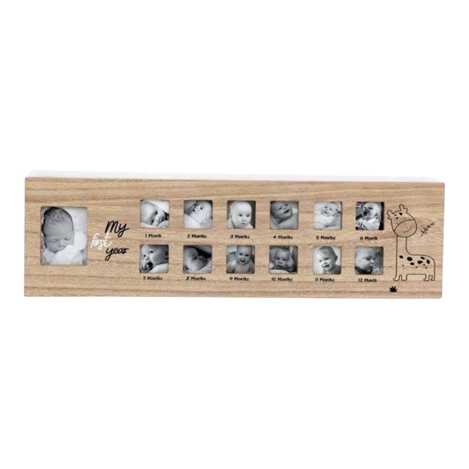 Baby 1st Year Wooden Photo Frame with Giraffe - Smiddy Furniture